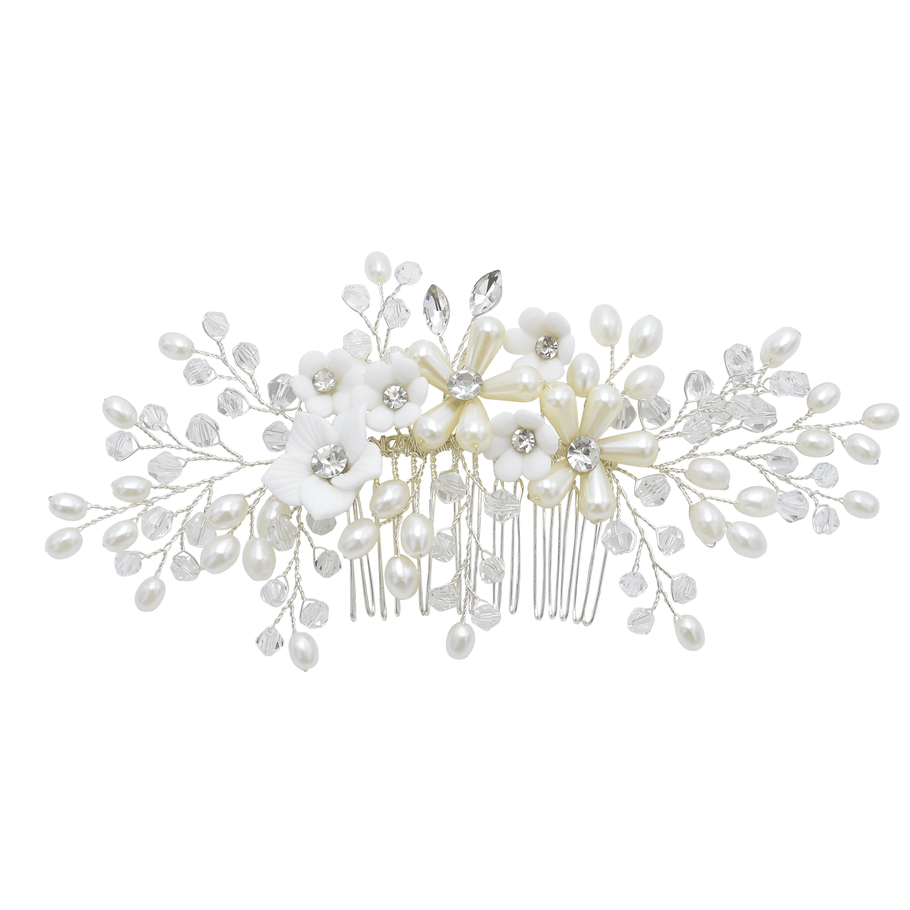 F 0822 Korean Magic Hair Comb Handmade Pearl Flower Hairband Hair
