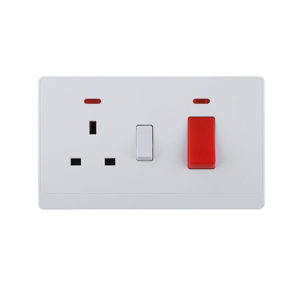 Cooker Plates Wall Switched Socket with LED 45A 250V~(PC Panel, 4 ...