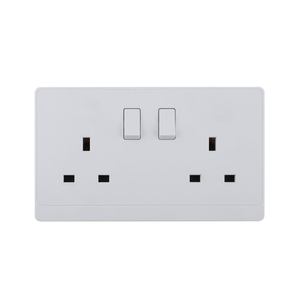 UK/British Standard 2 Gang Single Pole Switched Socket 13A 250V~(PC Panel, 4 Colors) | SWF Range ...