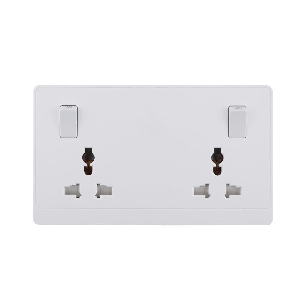 2 Gang Switched Universal Wall Socket 16A 250V~(PC Panel, 4 Colors ...