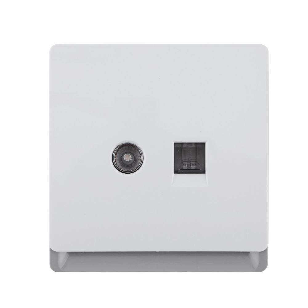 1 Gang Television TV Socket + 1 Gang Data Socket RJ45, CAT6 (PC Panel ...
