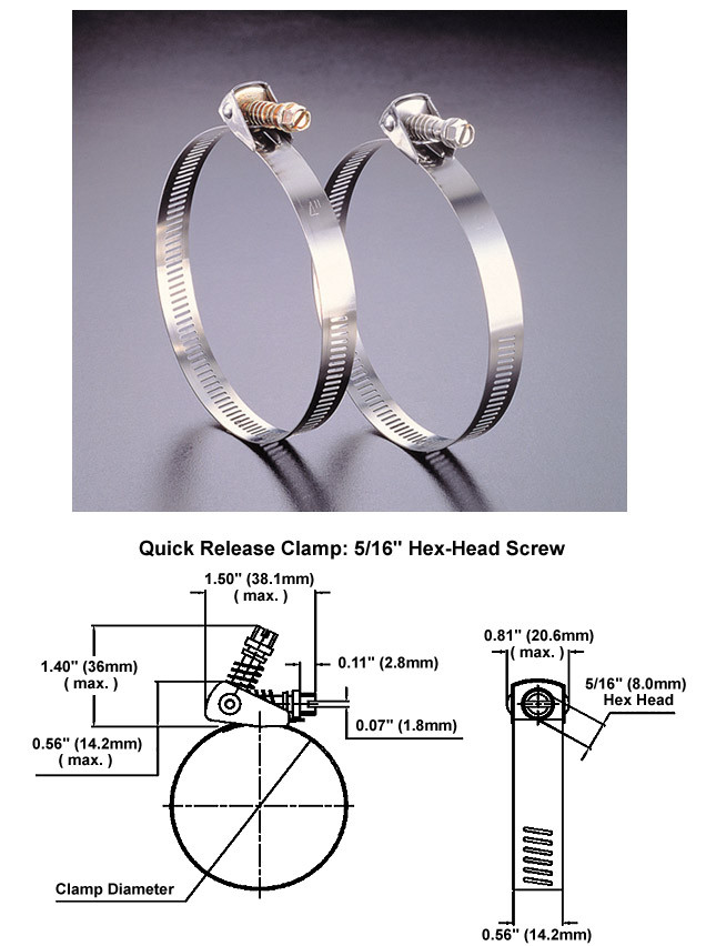 Quick Release Stainless Steel Clamps | 9/16" Wide Band Quick Release ...