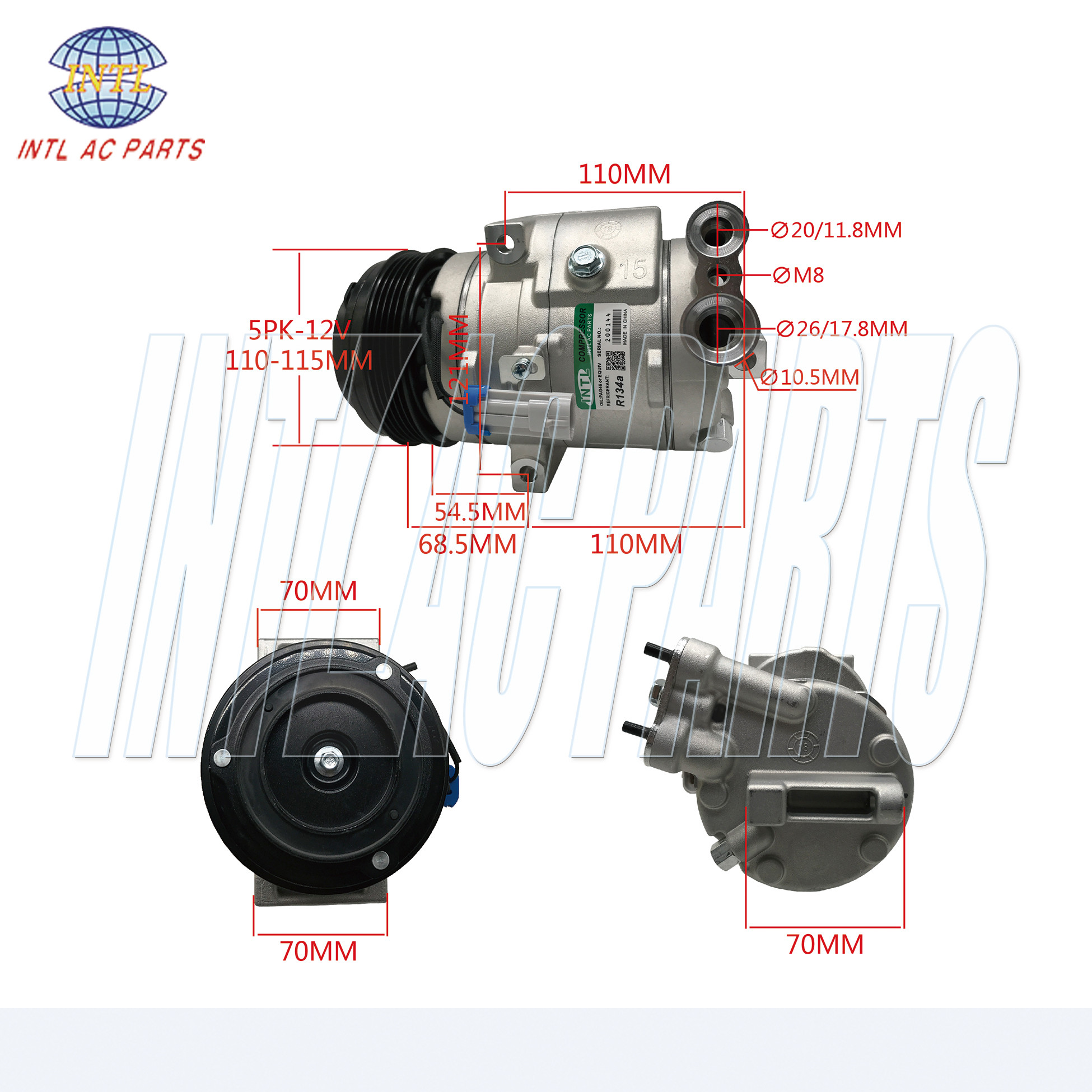 PV5 COMPRESSOR MAHLE ACP420 COBALT 2011 for Chevrolet Cobalt / Spin 1.8 ...