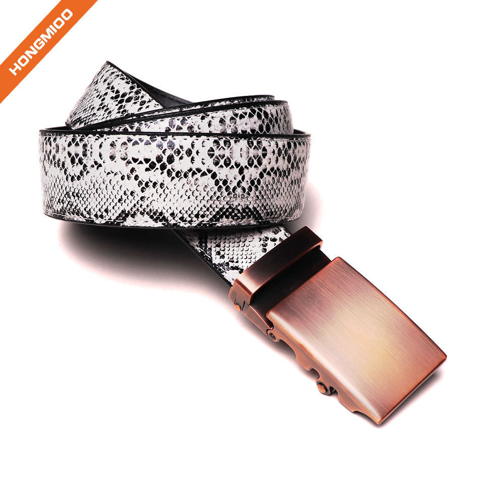 Snake Skin Men's Genuine Python Leather Natural White Pin Buckle Belt ...