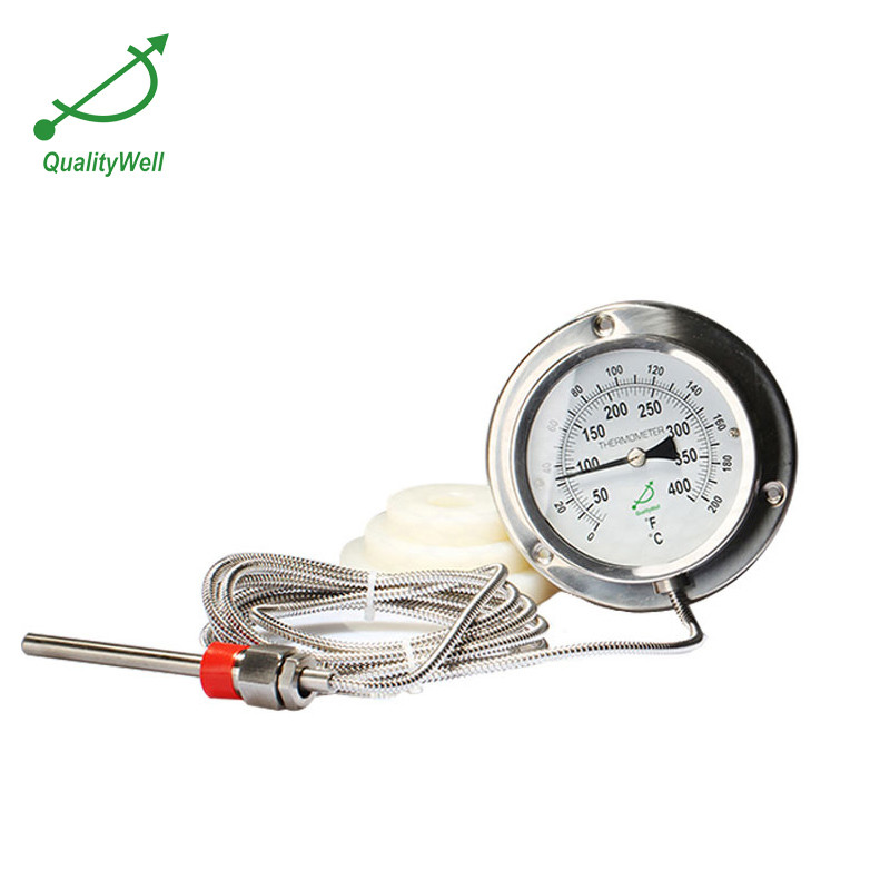 Bottom connection remote reading thermometer with rear flange ...