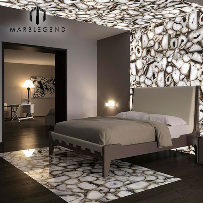 Translucent Crystal White Semi Precious Agate Stone Wall And Floor ...