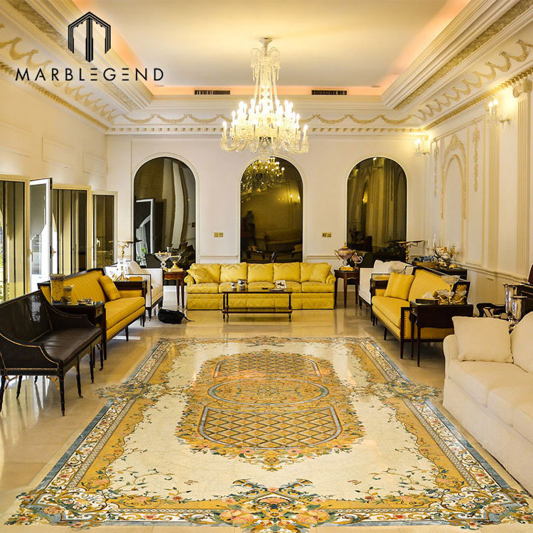 Rectangle Waterjet Waterjet Medallion Lobby Marble Floor Waterjet ...