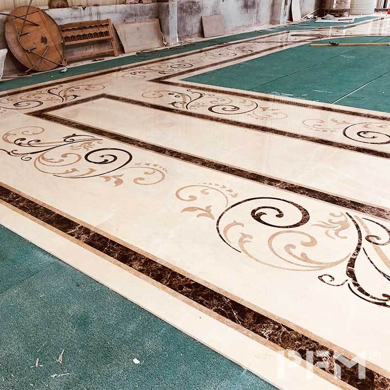PFM custom antique style marble inlay flooring for interior villa ...