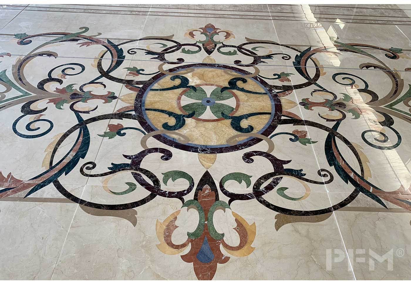 PFM custom water jet marble inlay patern for villa flooring | Waterjet ...
