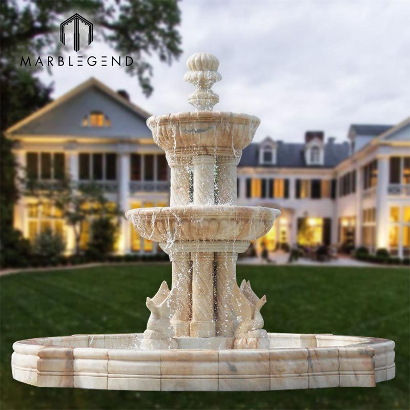 China manufacturer custom classic style sunset red marble garden water ...