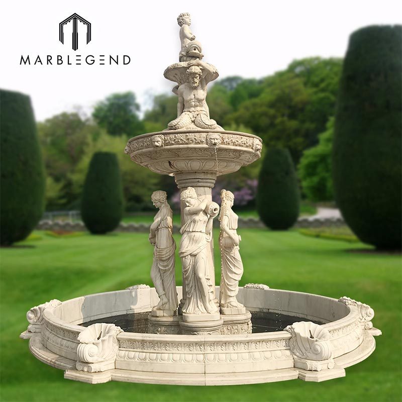 villa decorative outdoor garden statue white marble water fountain ...