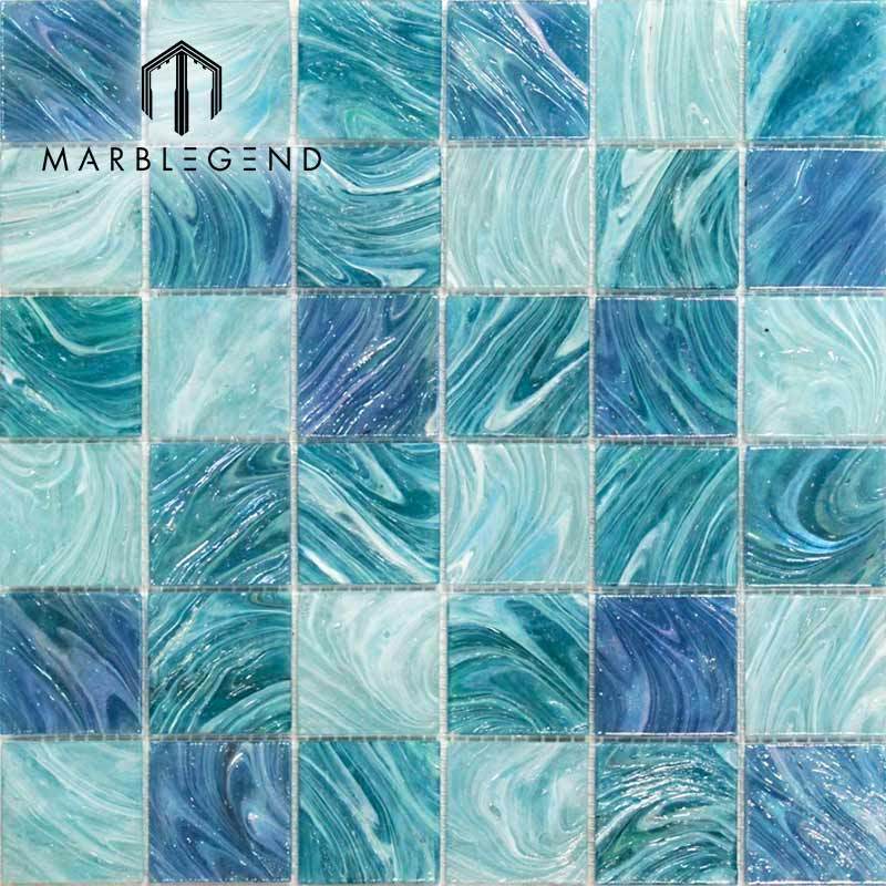 Custom decorative swimming pool glass mosaics tile for villa project ...