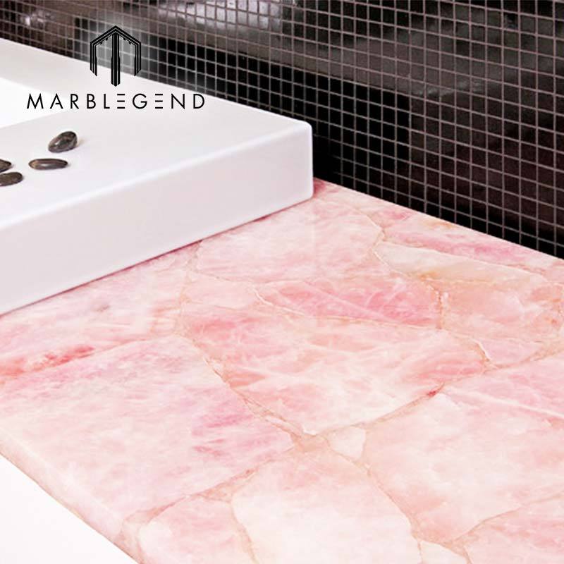 Natural Unique Semi-Precious Stone Pink Quartz Crystal Tile for ...