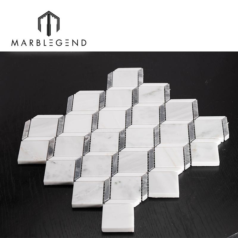 customized diamond grey and marble 3D mosaic flooring designs China ...