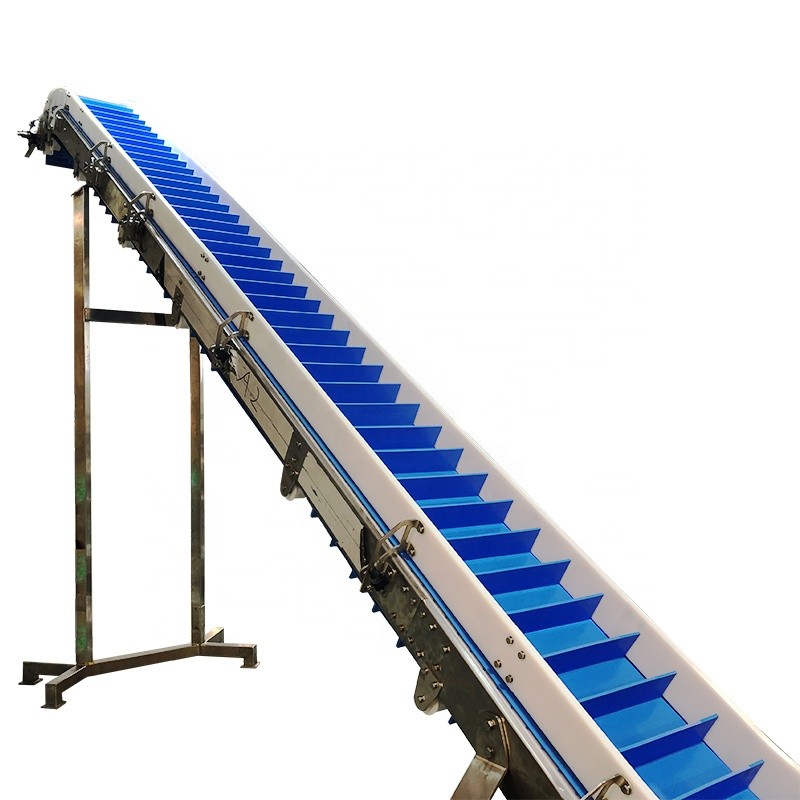 Inclined PU belt Conveyor food grade blue PU easy clean belt conveyor ...