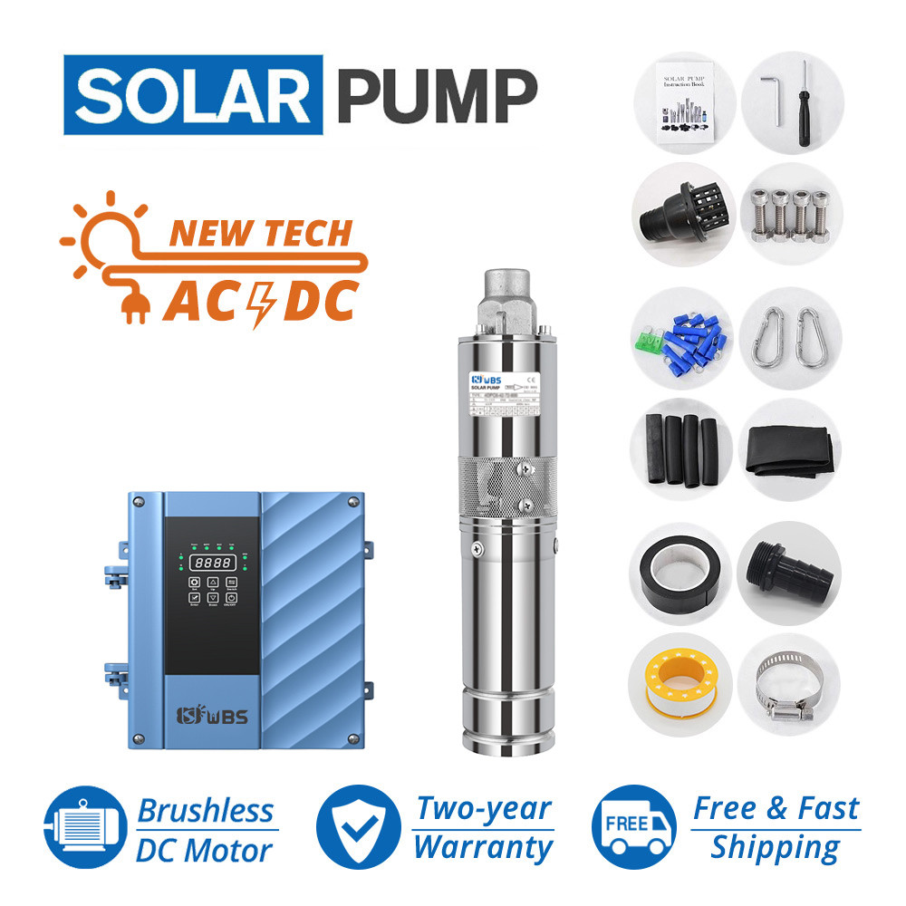WBS AC/DC 3inch Submersible Solar Screw Bore Well Pump Stainless Steel ...