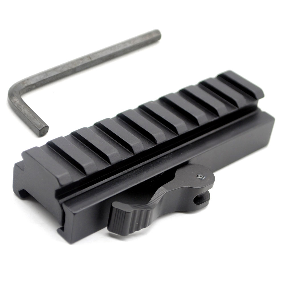 Tactical QD Detachable 20mm Picatinny Rail Low Profile Riser 9 Slots QR ...