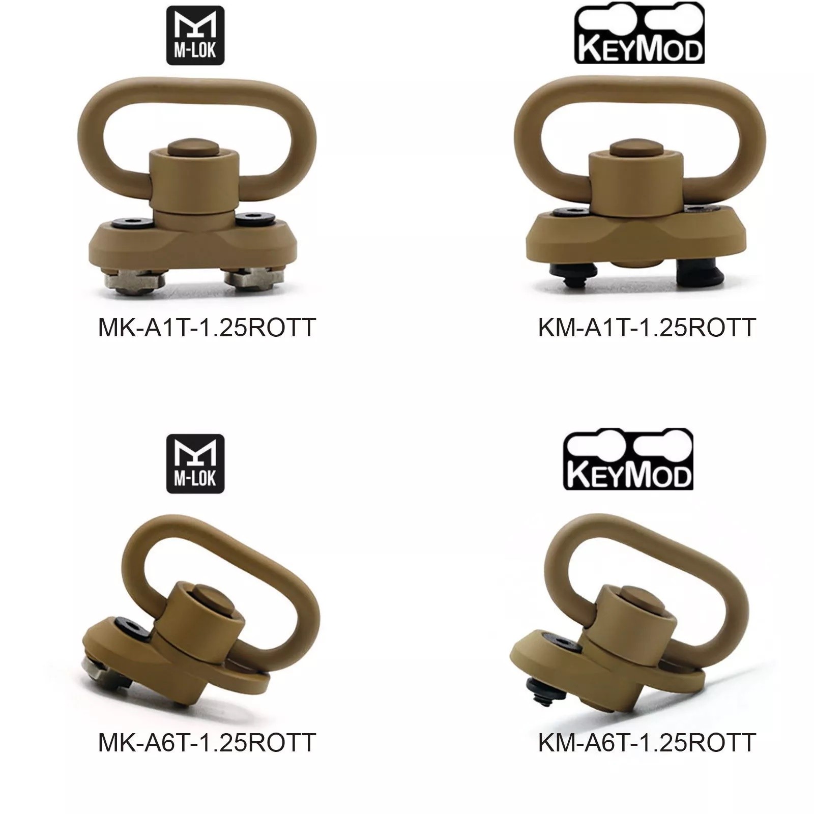 Trirock optional Keymod/M-LOK TAN/FDE Push Button QD 1.25" sling swivel ...