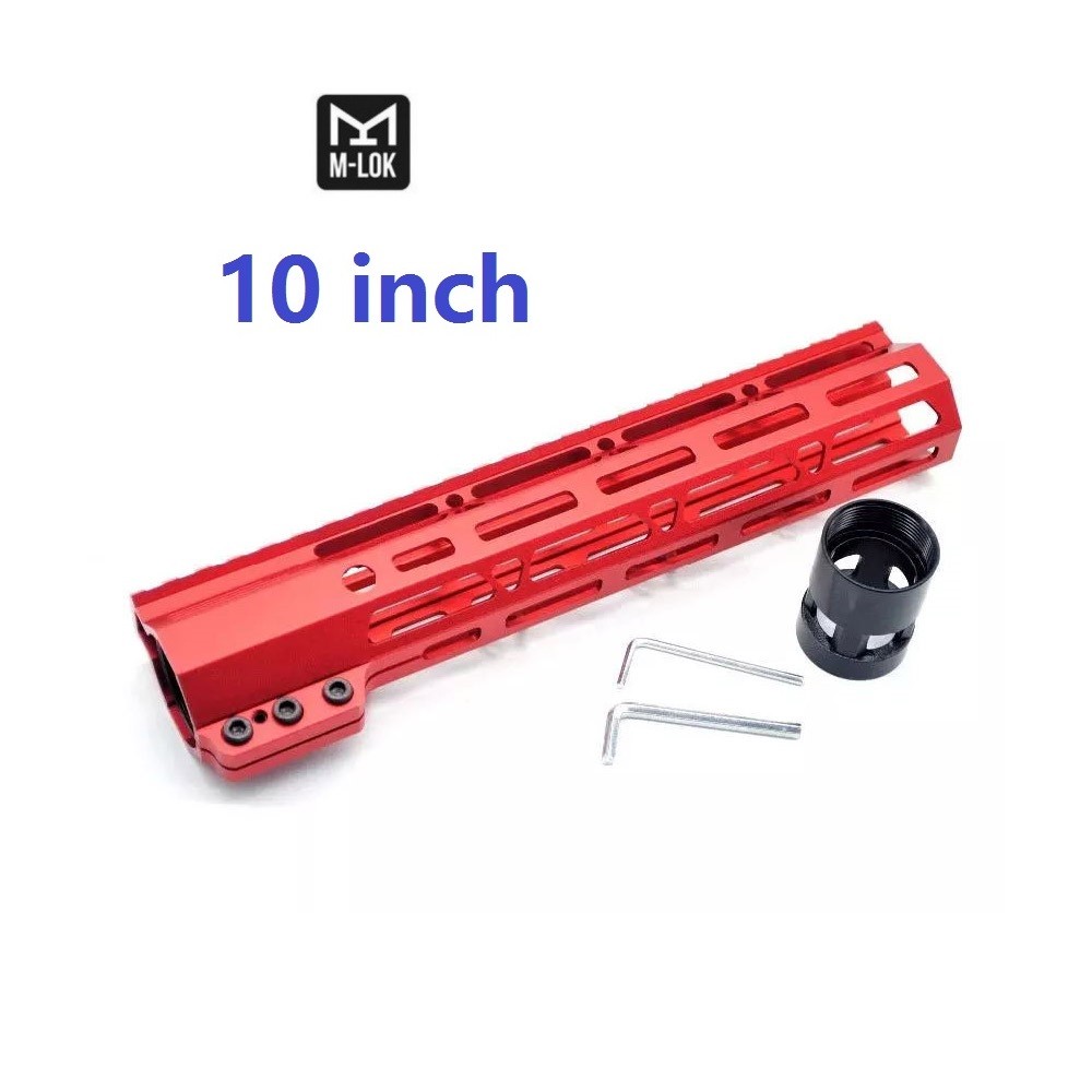 Trirock Clamp On Red Tactical 10 inch M-LOK handguard for AR15 M4 M16 ...
