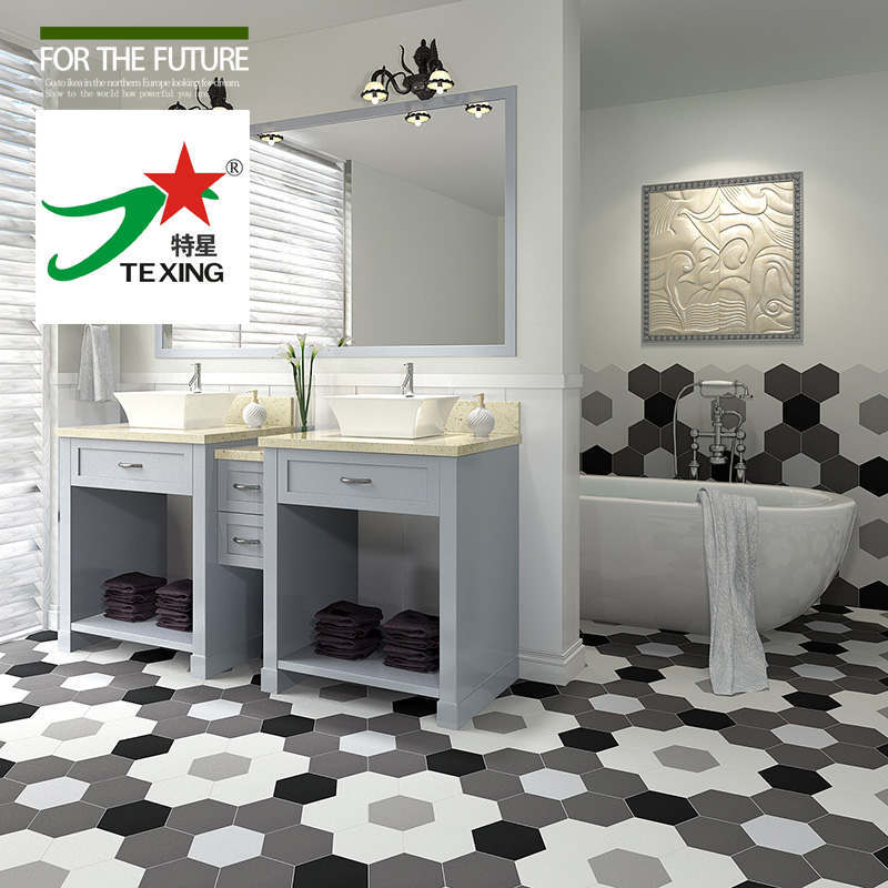 Solid color hexagon tile with different color | Cement tiles | Texing