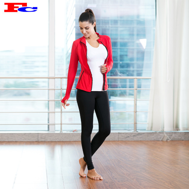Red Sports Jackets Wholesale With Side Letter Zipper Pockets ...
