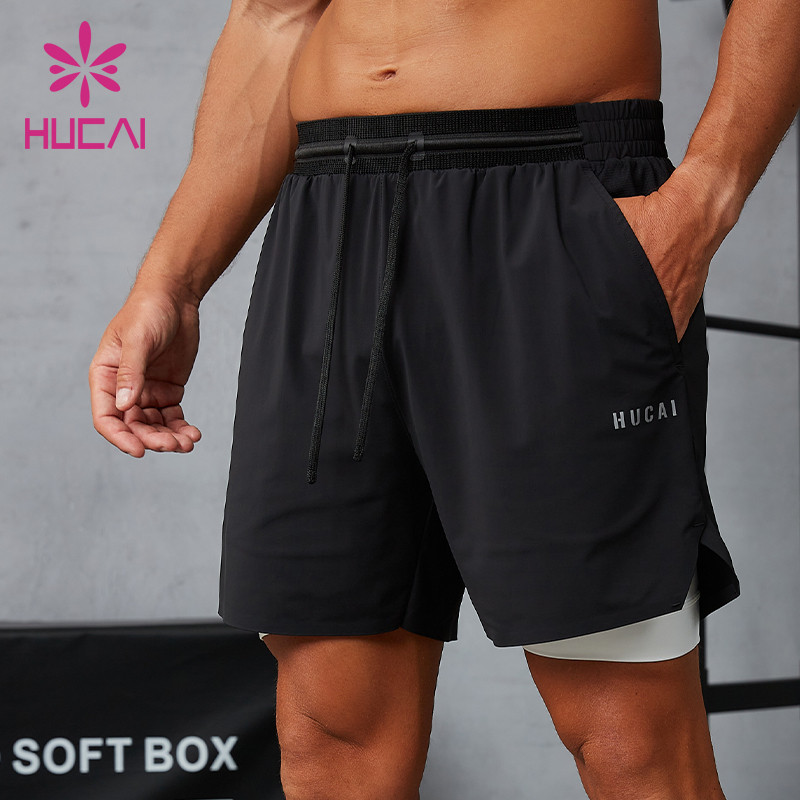 Custom Men's Dual-Layer Fitness Training Shorts | Seamless Bonded Hem ...