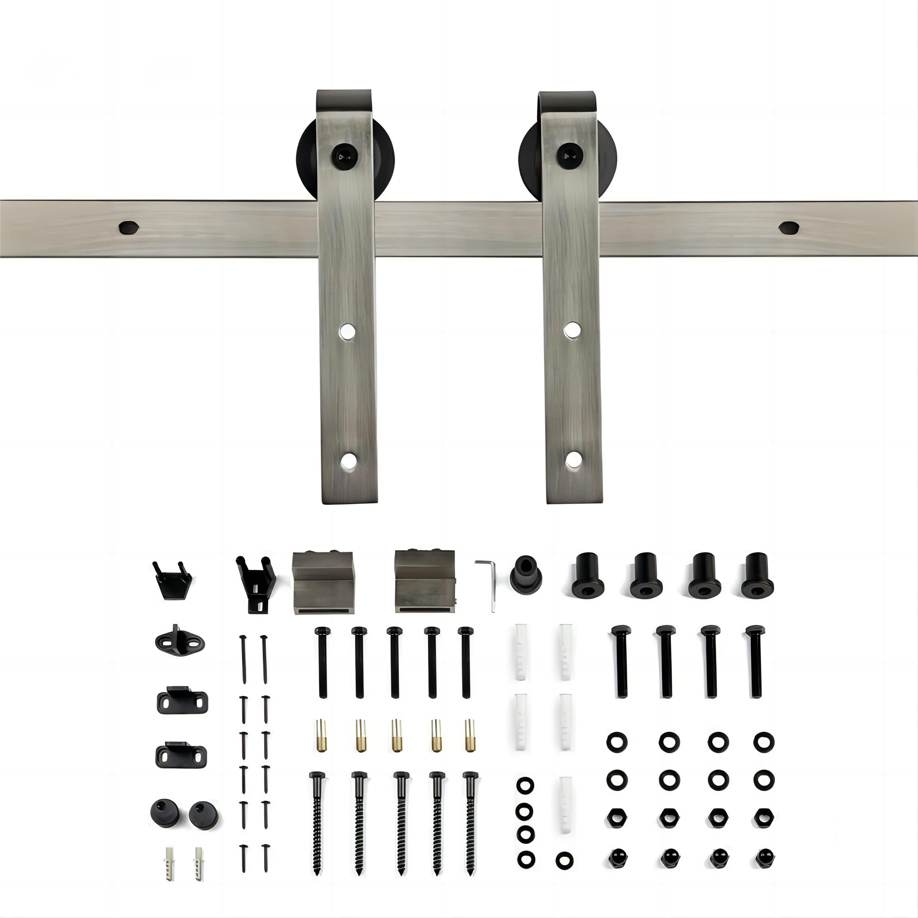 Satin Nickel Low Clearance Barn Door Hardware Kit | WEKIS Furniture ...