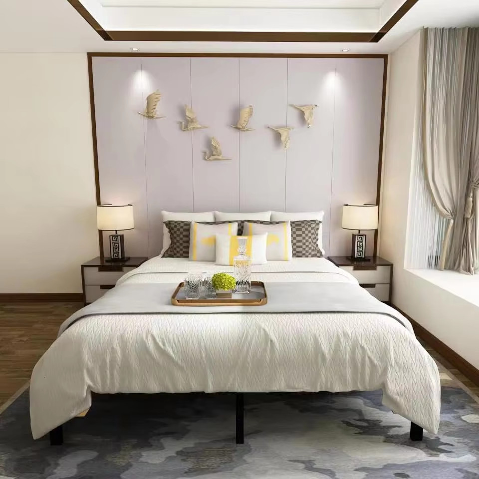 Hotel Double Bed Base Queen Folding King Size Soft Steel Bed Frame ...