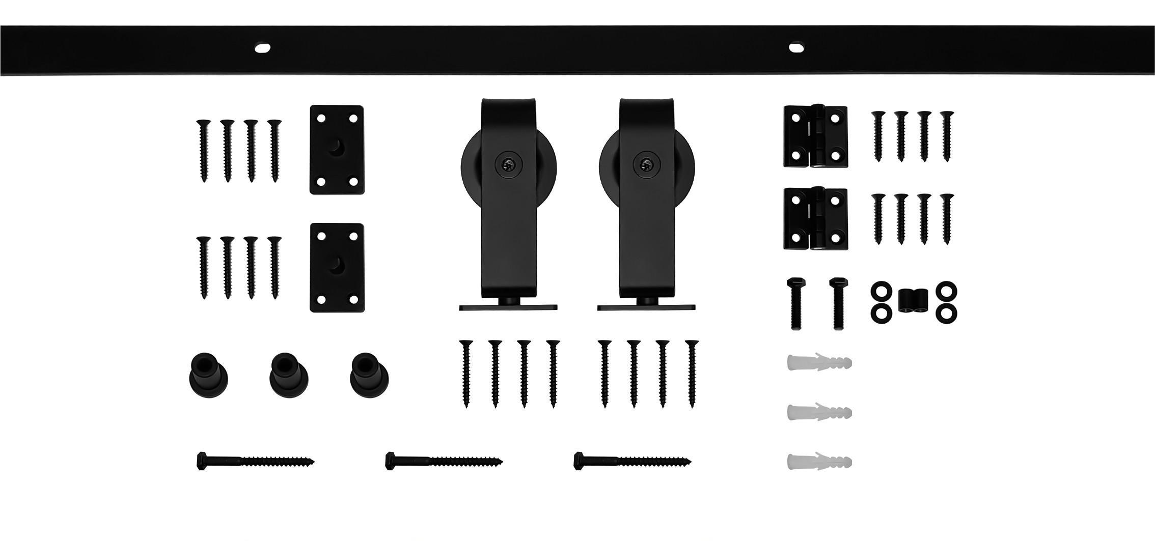 3FT Heavy Duty Matt Black Bi-Folding Sliding Barn Door Hardware Kit ...