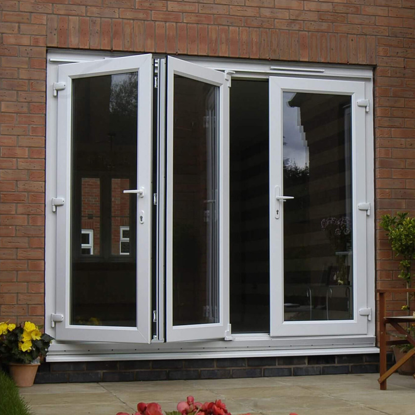 Custom Vinyl UPVC Folding Doors, Hurricane Impact, Double Glass Door ...
