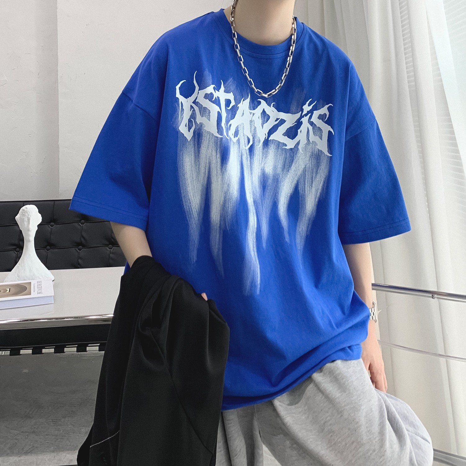 Custom men's Multi-color T-shirt heavyweight loose fashion short sleeve ...