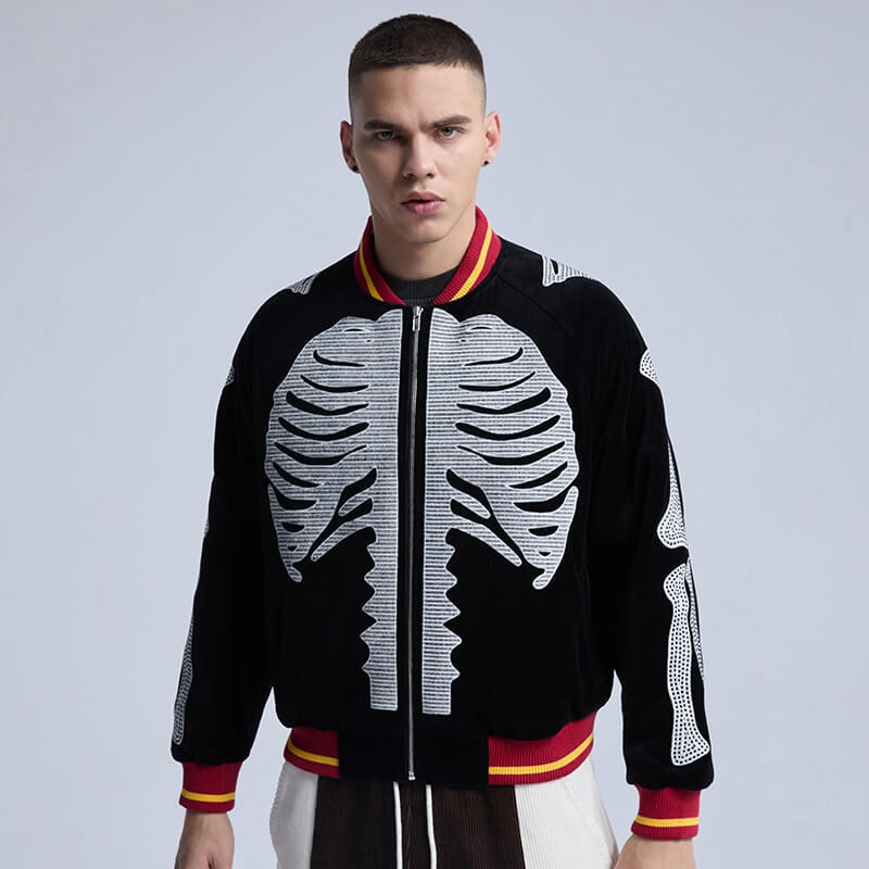 Custom Skull Print Embroidery Bomber Jackets | Street Style | Touches ...