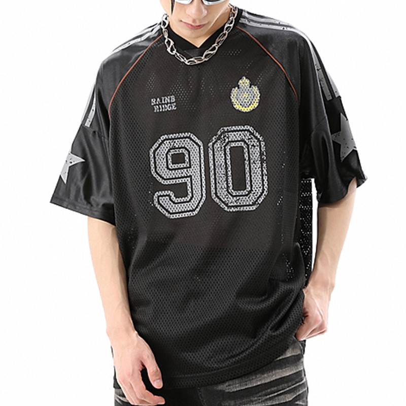 Custom Street Style Athletic Mesh Jersey Oversized T-Shirts - Touches Dark