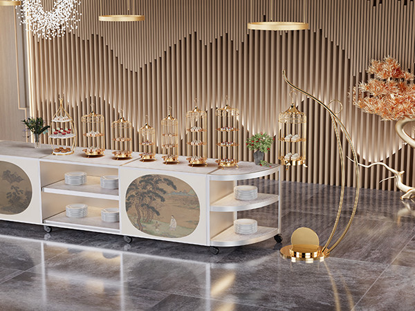 Elegant Chinese-Style Buffet Display Setup for Hotel Banquets & Weddings