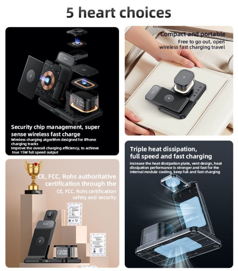 DS22 5-in-1 15W Fast Charging Double Angle Adjustment Triple Cooling ...