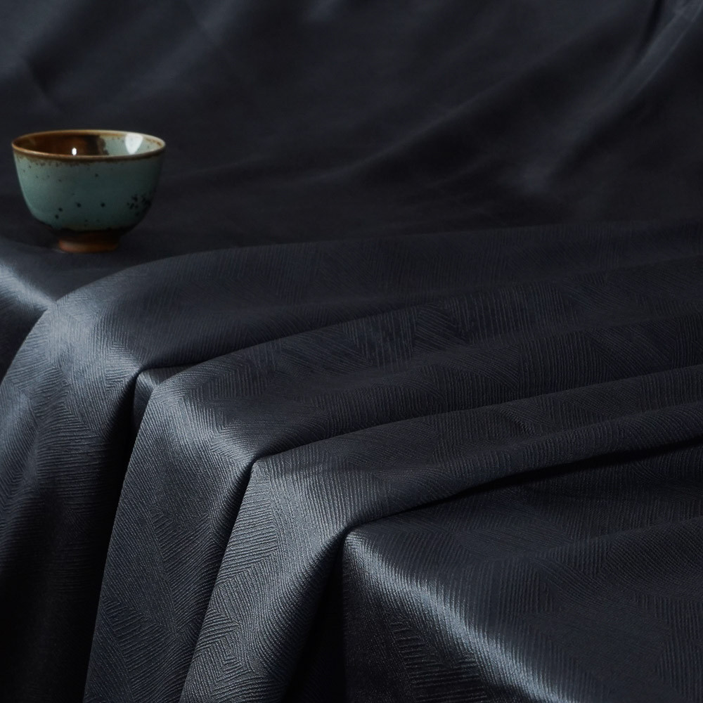 Luxia-Dark Gray Two-Toned Sateen Blackout Drapery Fabric For Living ...