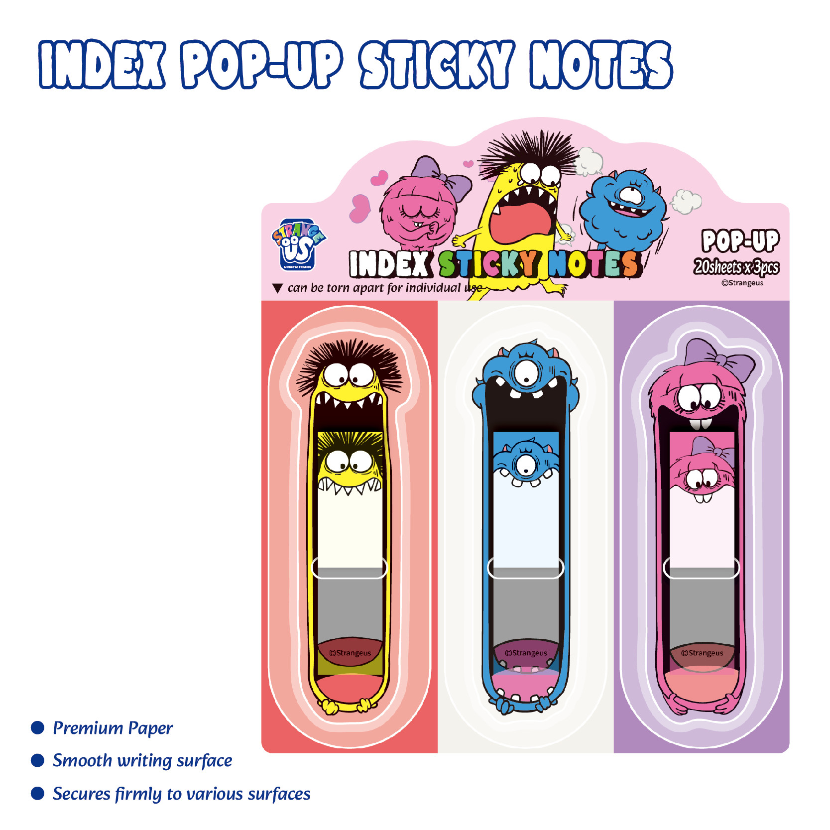 Monster Index Pop-up Sticky Notes | Sticky Notes | STRANGE US
